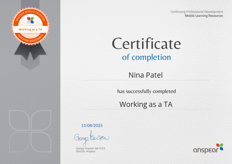 Working as a TA - Anspear | Certify