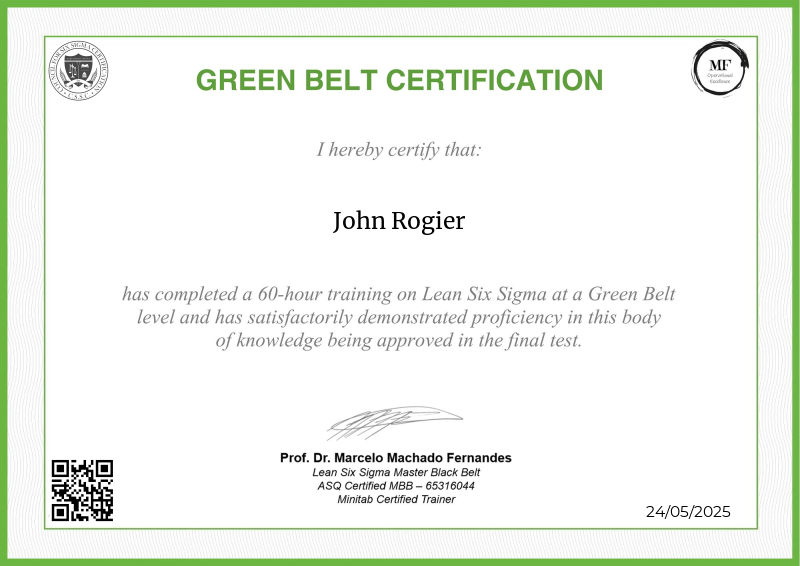 GREEN BELT CERTIFICATION - MF-OPEX | Certify